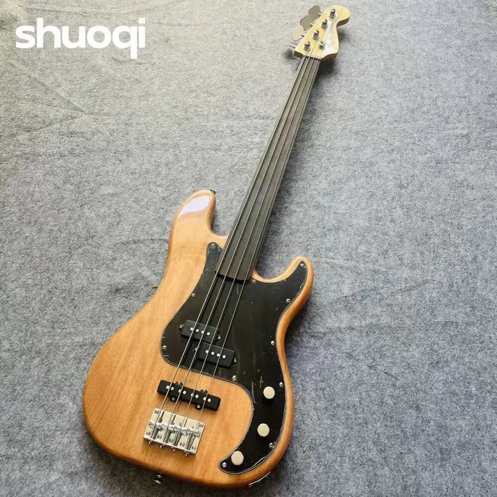 Электрическая бас-гитара SQ 4 струны, корпус из красного дерева, накладка грифа из розового дерева, коричневый