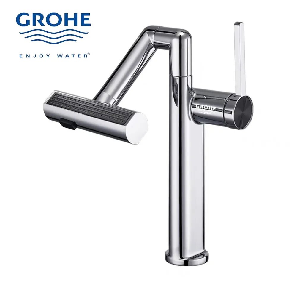 GROHE Моносмеситель для раковины, хромированный, с гибким изливом, для душевой кабины, на столешницу
