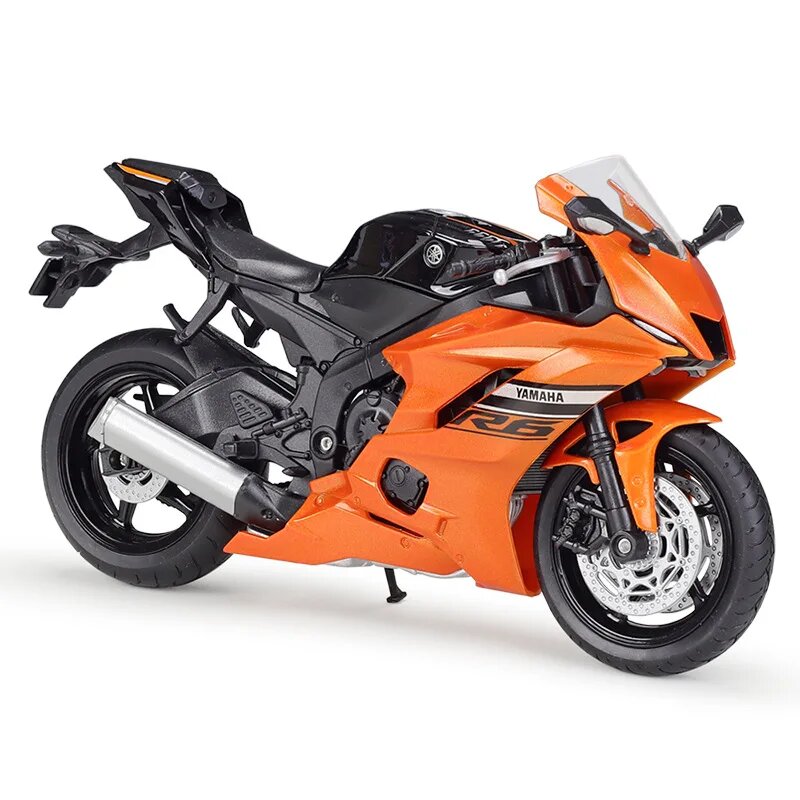 Металлический мотоцикл Welly Yamaha YZF-R6, оранжевый, 1/12