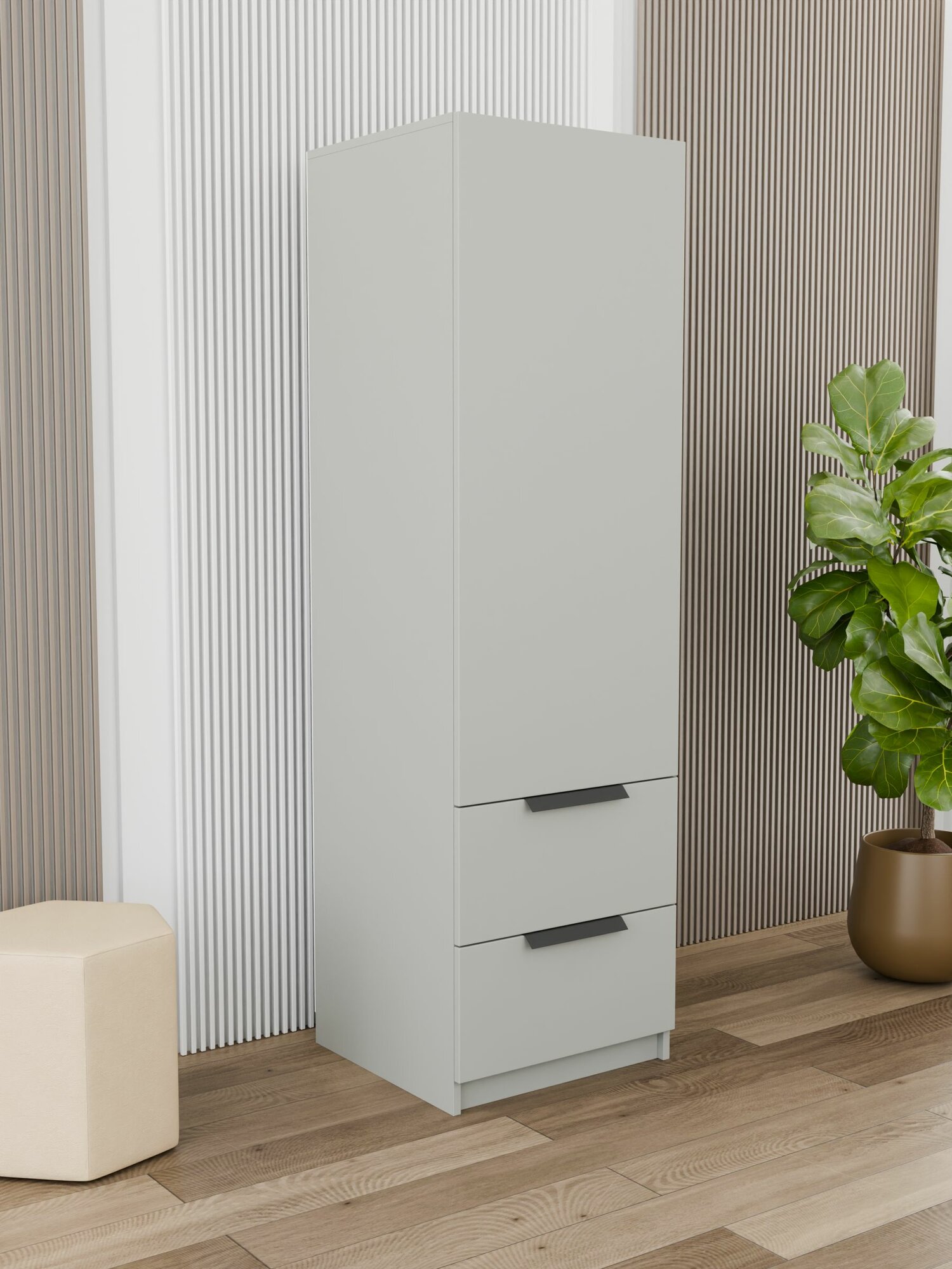 Изумлит Шкаф-пенал Компакт 170х50х49 см, шиншилла-серая