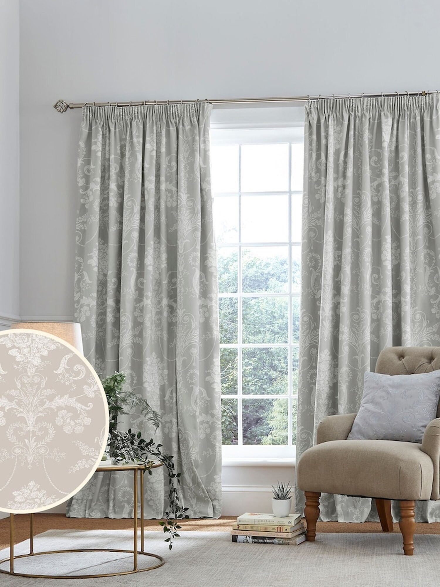 Шторы плотные Laura Ashley Josette с подкладкой, размер 224х274 см, цвет серо-голубой, 257-384_5