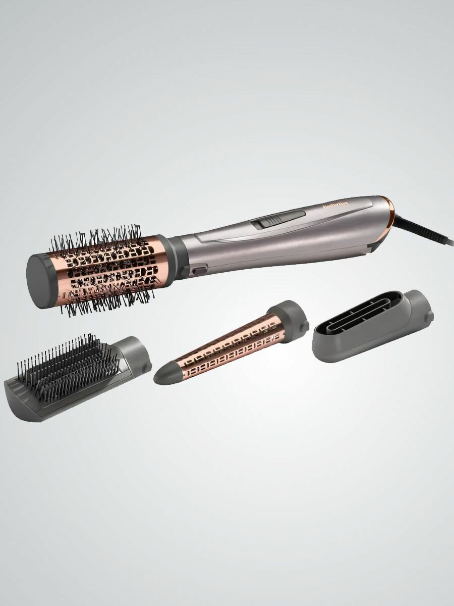 Фен-щётка BaByliss Air Style 1000 AS136E, 1000 Вт, ионизация, 4 насадки, круглая щётка 50 мм, 2 режима