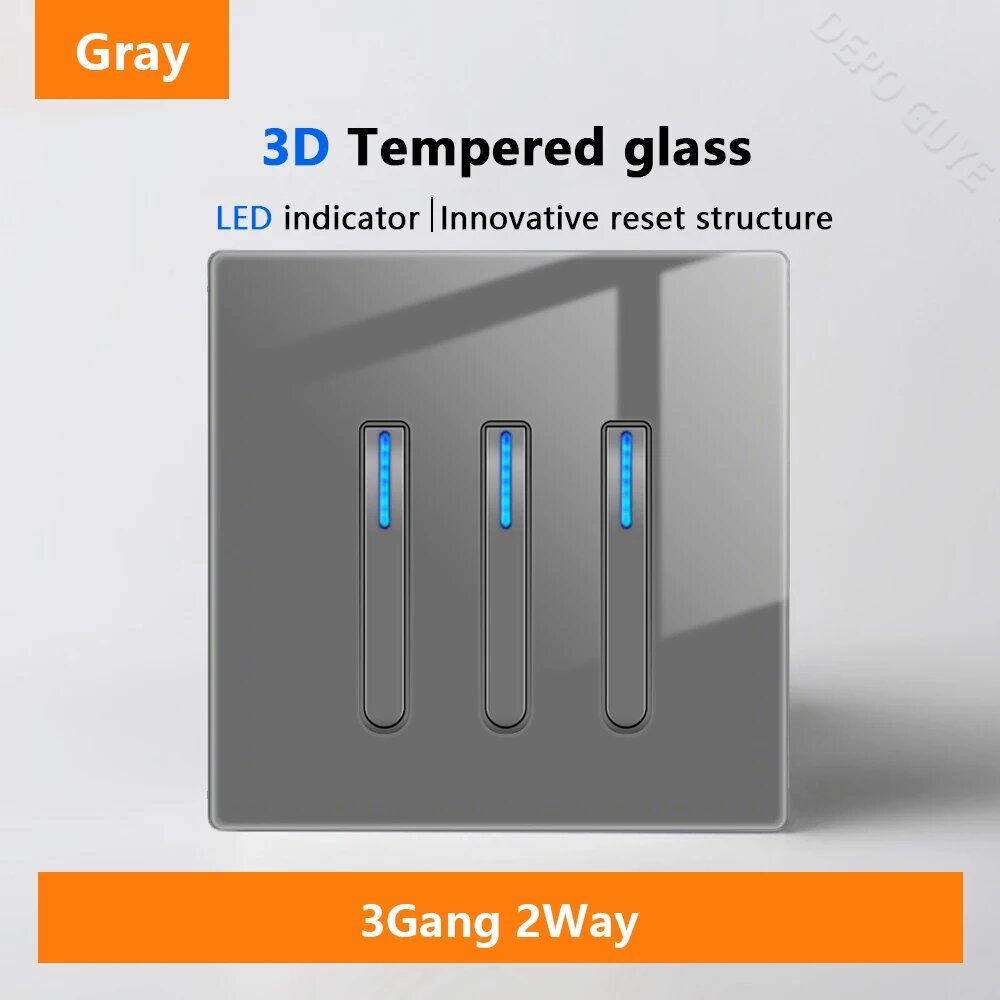 Выключатель Depo Guye 3Gang 2Way, серый