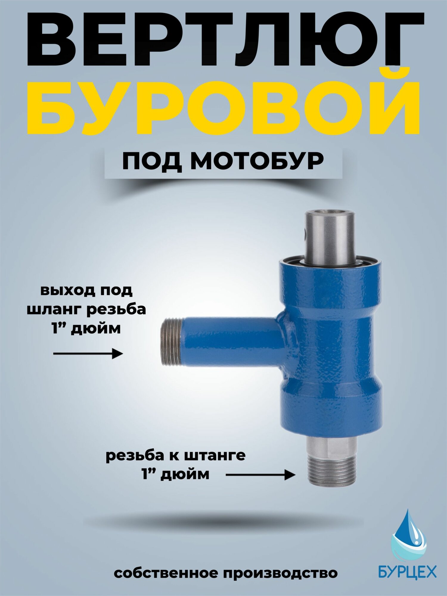 Вертлюг для гидробурения абиссинской скважины