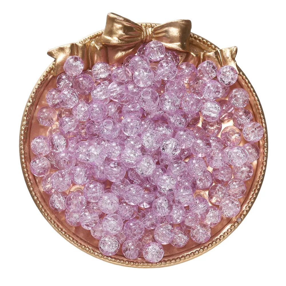 Бусины из битого стекла ассорти, 7*8 мм, 50 шт, цвет бледно-фиолетовый. Для рукоделия и создания украшений