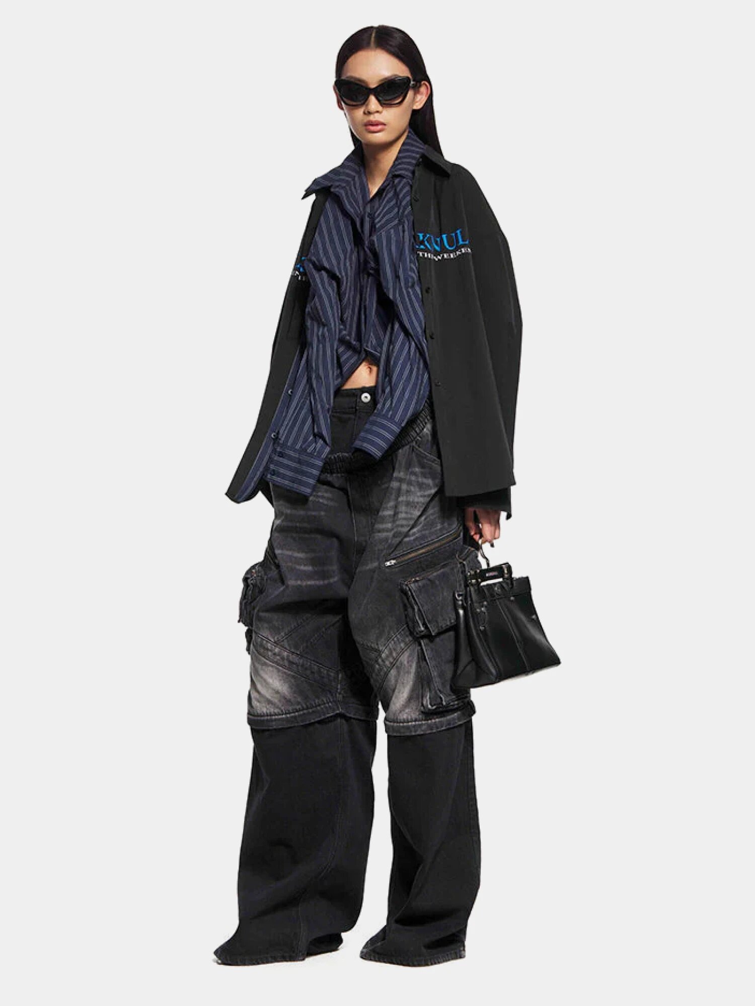 Джинсы широкие Double Waist Two-Piece 