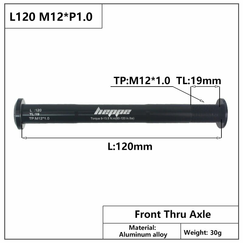 HEPPE Сквозная ось для велосипеда, L120 M12x1.0 TL19