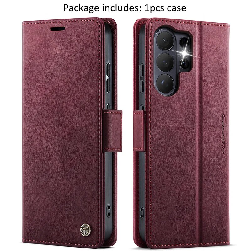 CaseMe кожаный чехол-книжка для Samsung Galaxy S21 FE 5G, бордовый