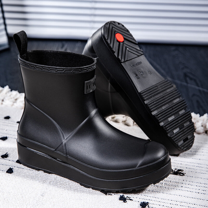 Модные резиновые сапоги больших размеров для женщин, зимние хлопковые нескользящие сапоги для воды, сапоги до середины икры, подходят для пар и мужчин. Размер обуви. EU:38