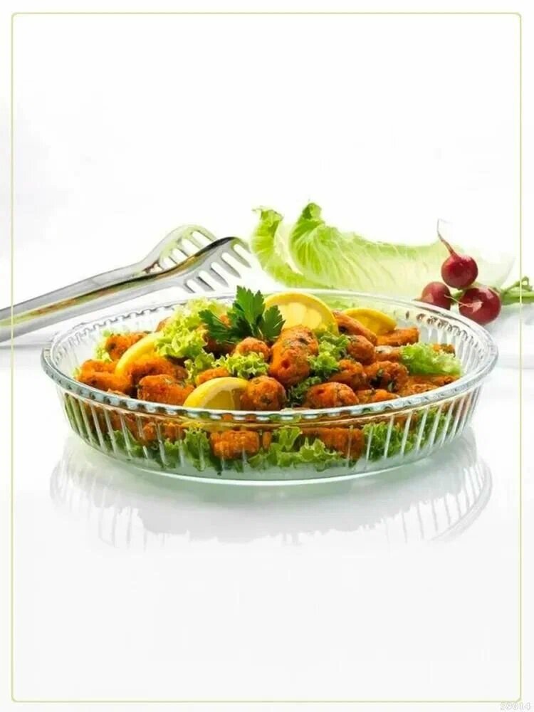 Форма Borcam Grill 59544, жаропрочное стекло, 2.95л, 32см, круглая, прозрачная