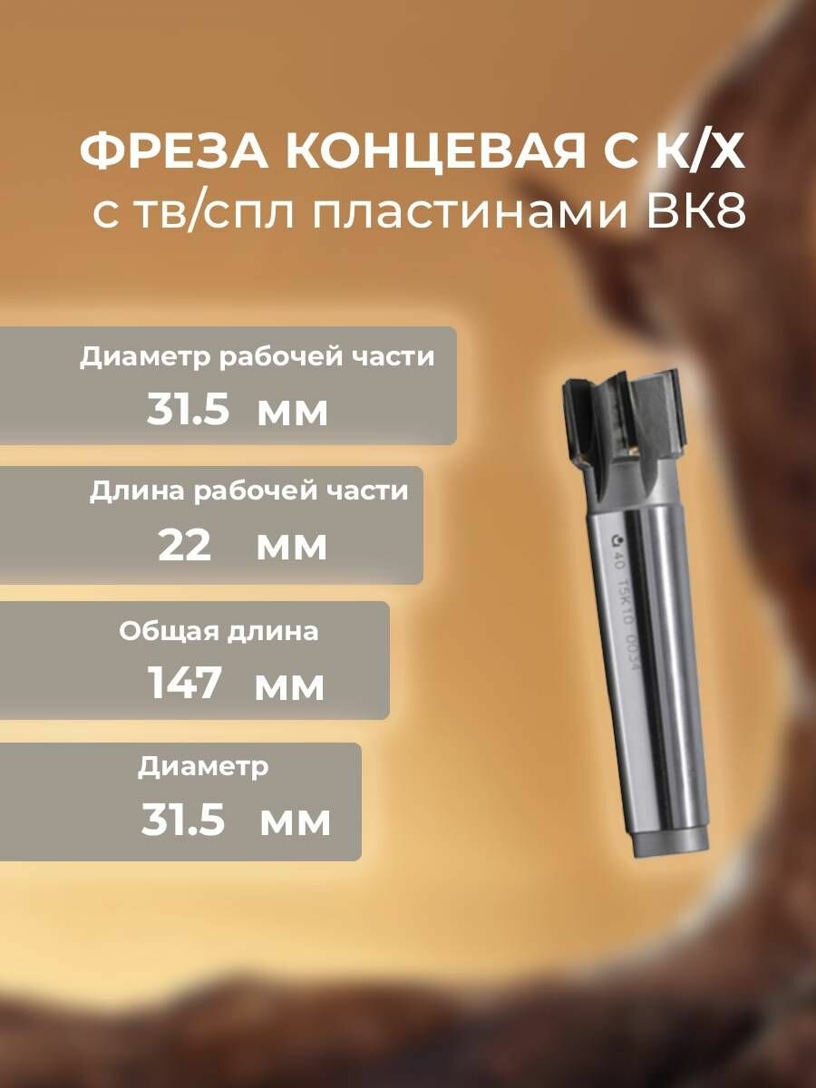 Фреза концевая с к/х ф31.5 с тв/спл пластинами ВК8