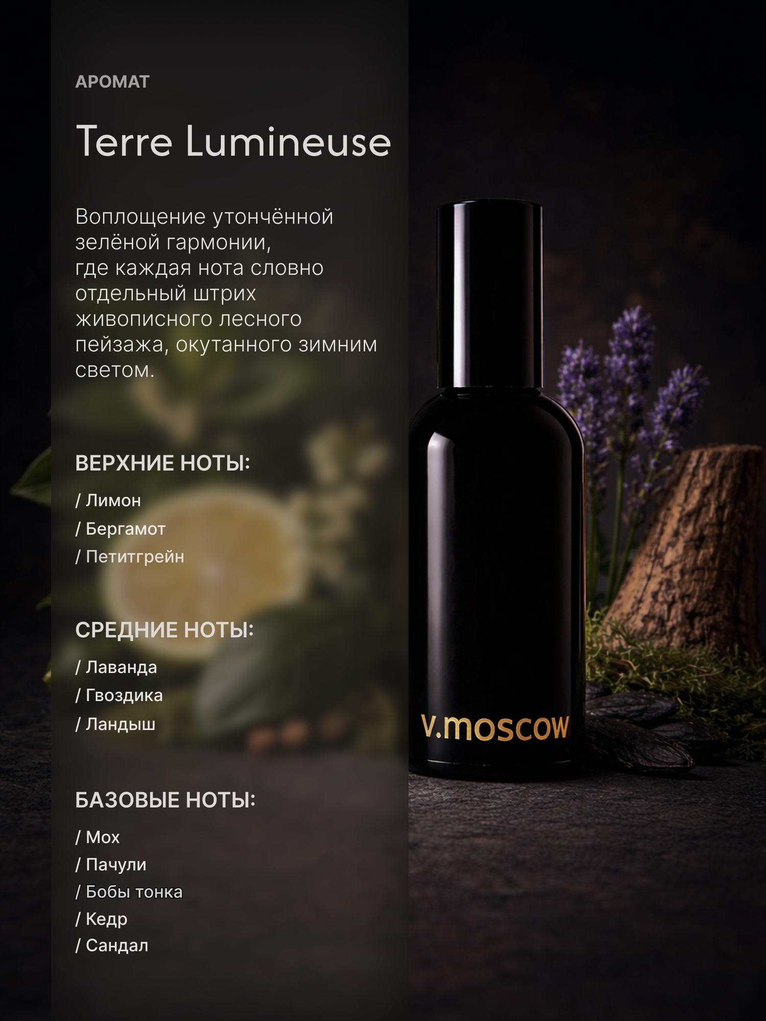 Ароматический спрей V.MOSCOW "Terre Lumineuse", 90 мл