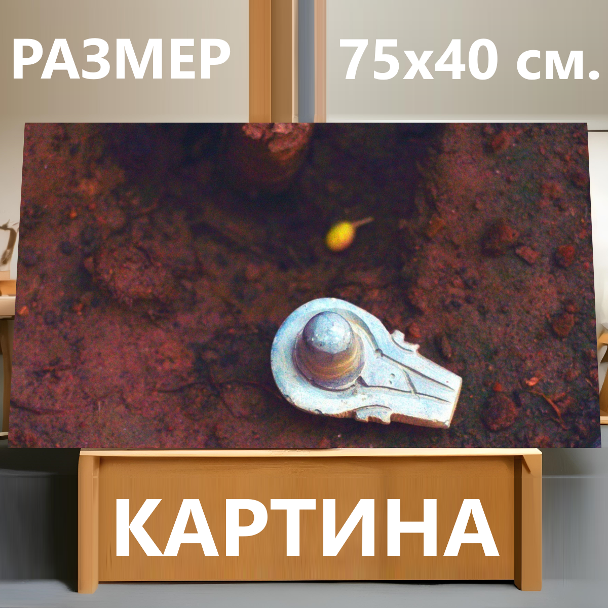 Картина на холсте "Шивалингам, индус, шива" на подрамнике 75х40 см. для интерьера
