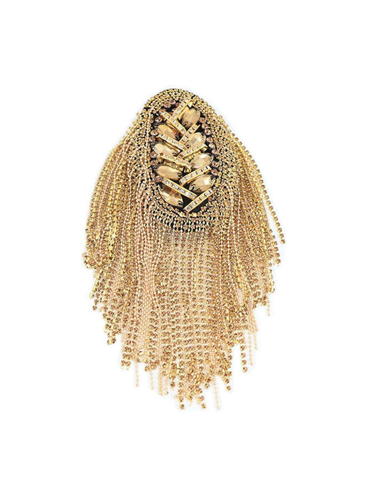 Брошь-погон с кисточками и стразами