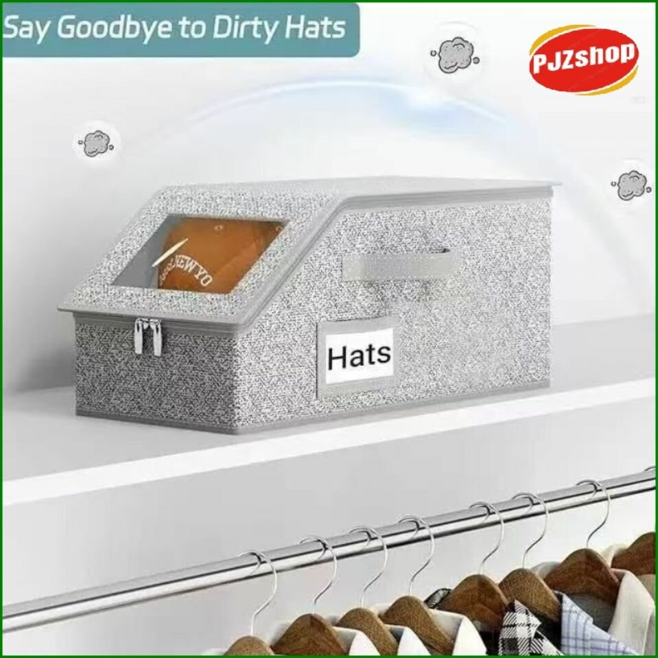 Стильный светлосерый органайзер для головных уборов с молнией, премиум 1 шт-Новинка