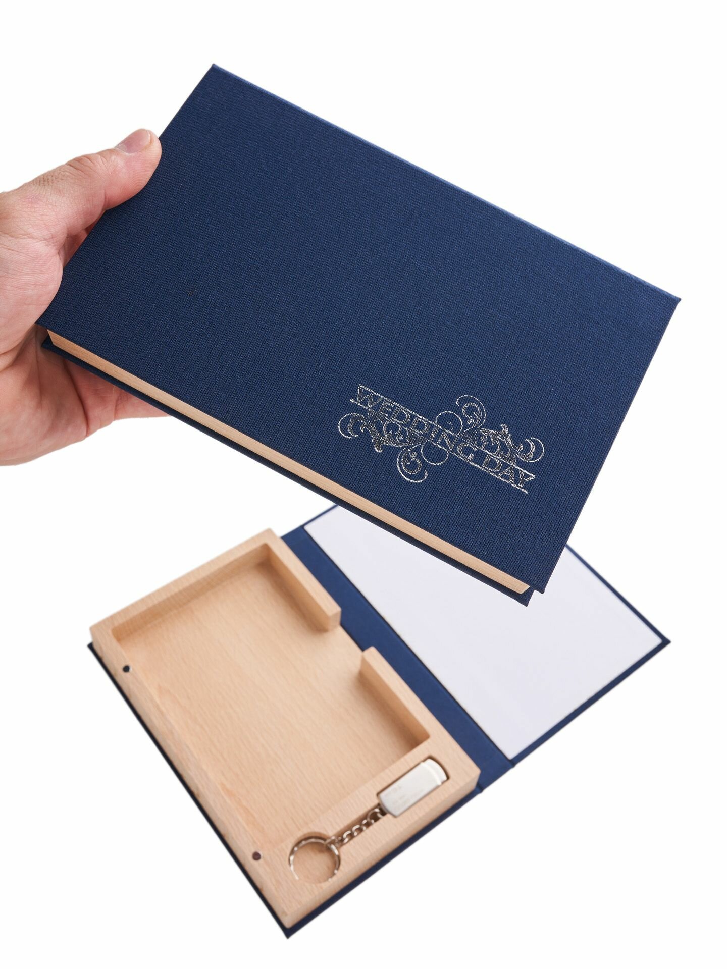 Коробочка (коробка, бокс) "WEDDING DAY" для фотографий 10х15 с флешкой USB 3.0 16 Гб