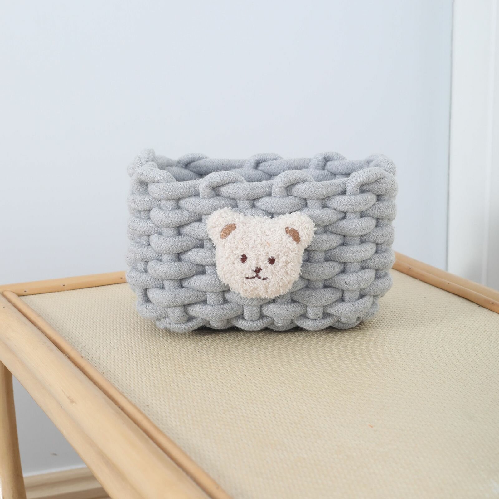 Милая корзинка для хранения с мишкой, плетеная корзина из хлопка и льна, коробка для ключей, снеков и мелочей, 1 шт.