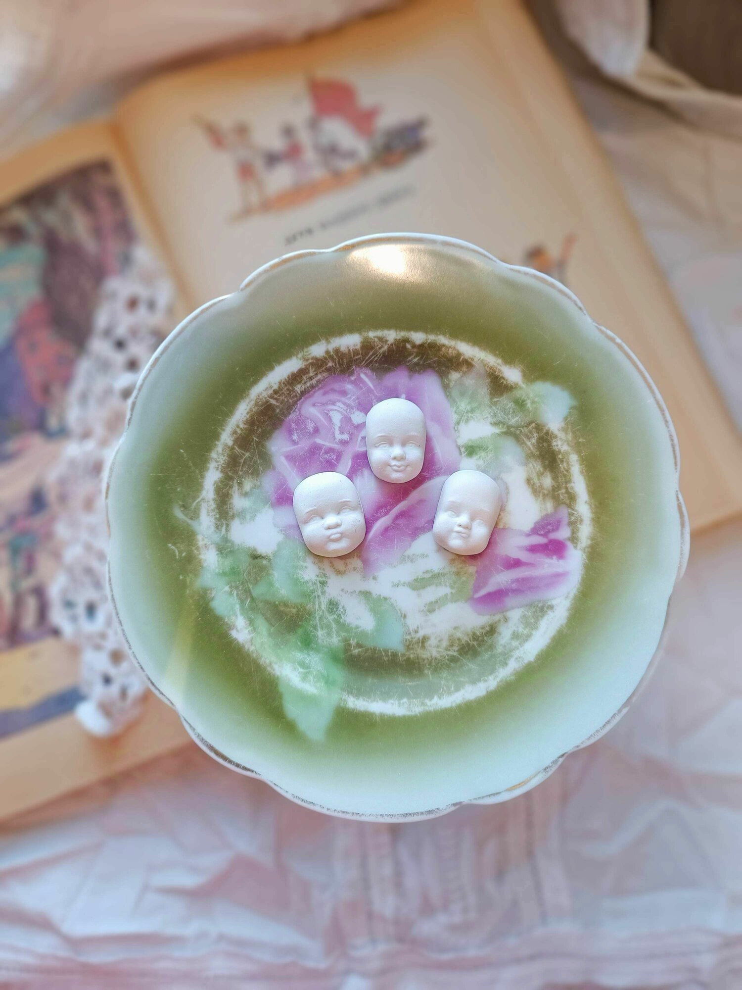 Набор лиц для ватных игрушек из полимерной глины/гипса 3шт, без росписи, 25мм