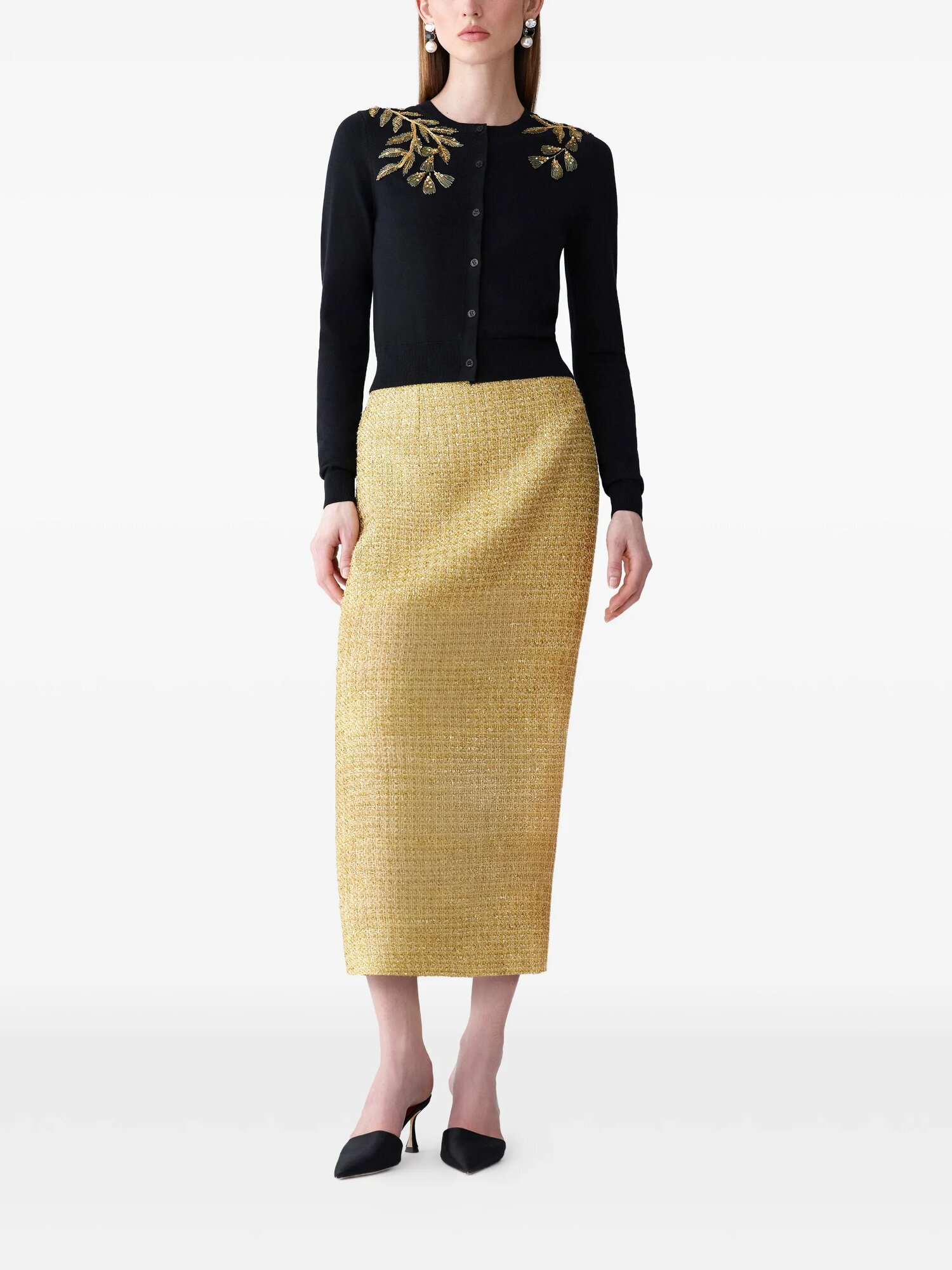Юбка CAROLINA HERRERA Tweed midi skirt, размер 14 — фото 1