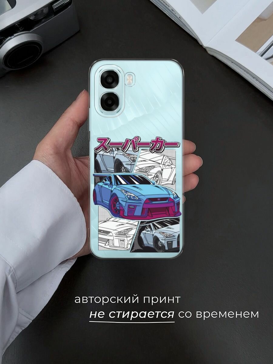 Чехол на Oppo A6x / Оппо A6x с принтом JDM коллаж, прозрачный — фото 1