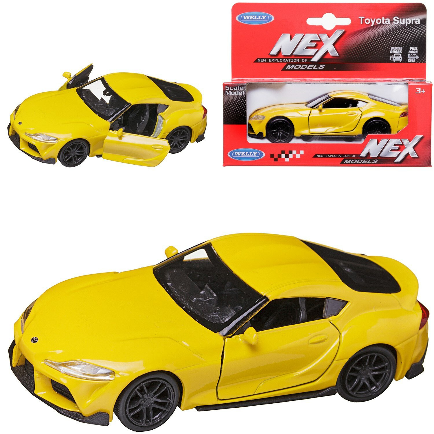 Машинка Welly 1:38 TOYOTA SUPRA V (A90) желтая 43786W/желтая