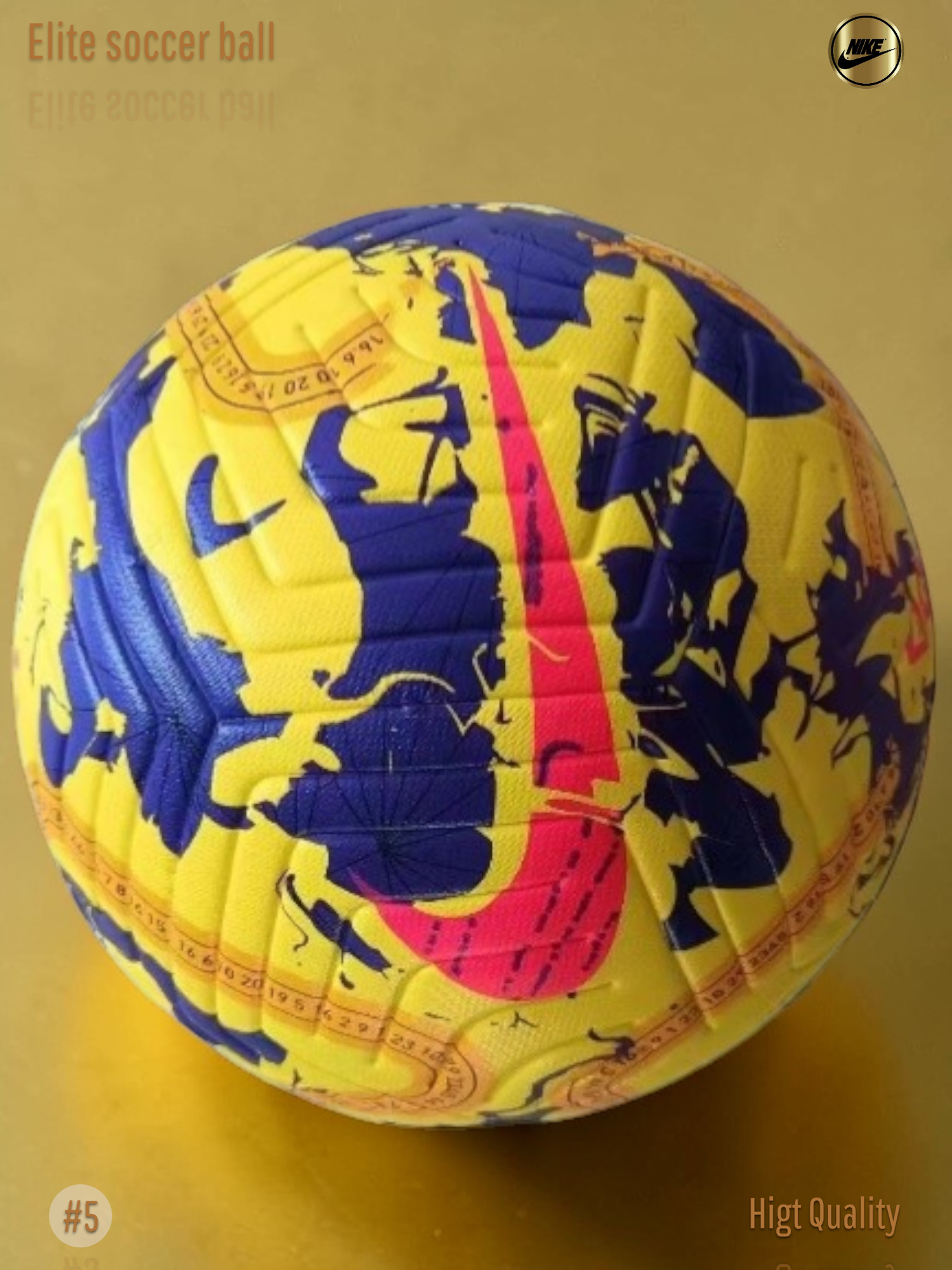 Мяч футбольный MSN Toys Premier League Flight, клееный, полиуретан, желтый, 5 размер