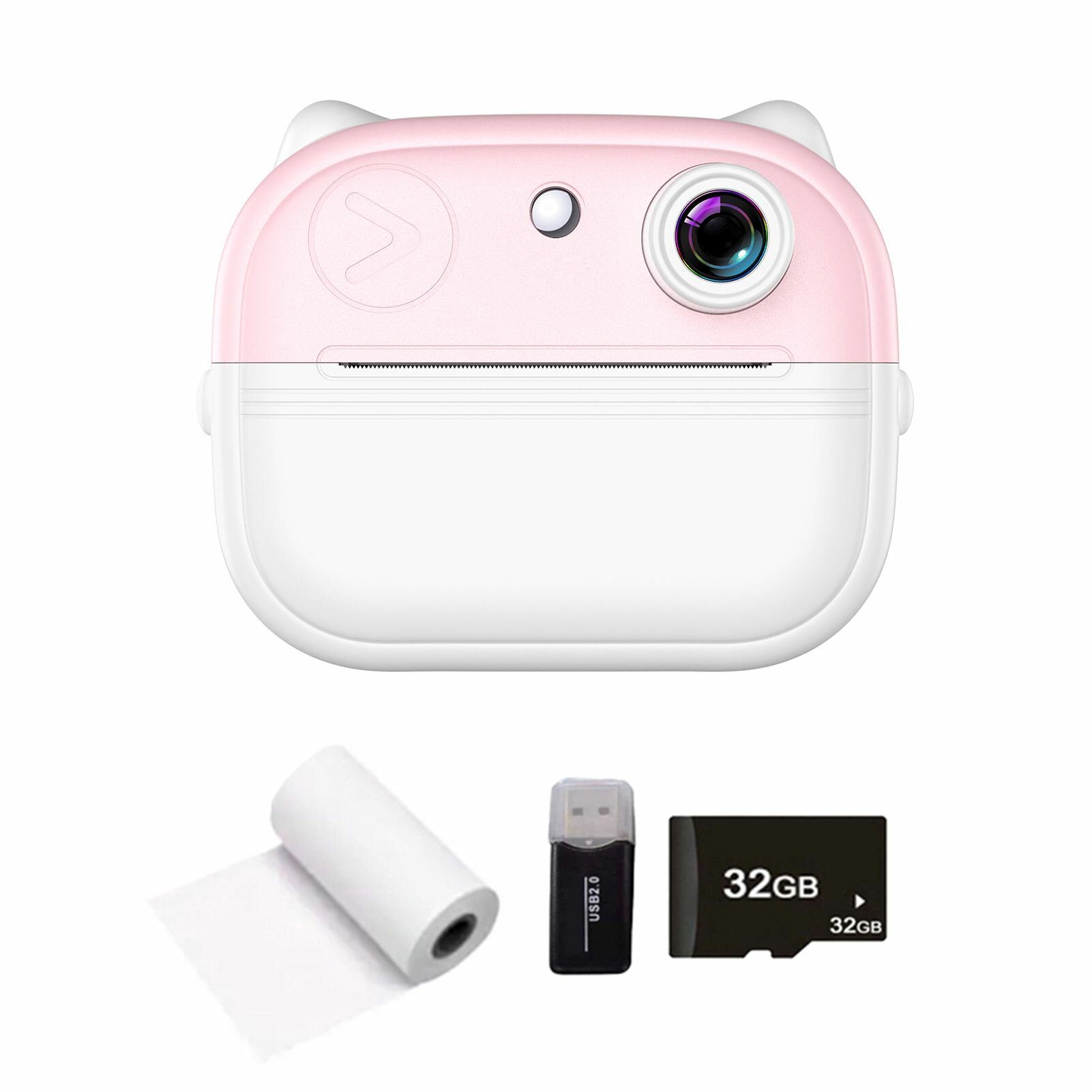 Детская камера-принтер, 2,0", 48 МП, таймер, 1080P, 1 бумага, подарок.