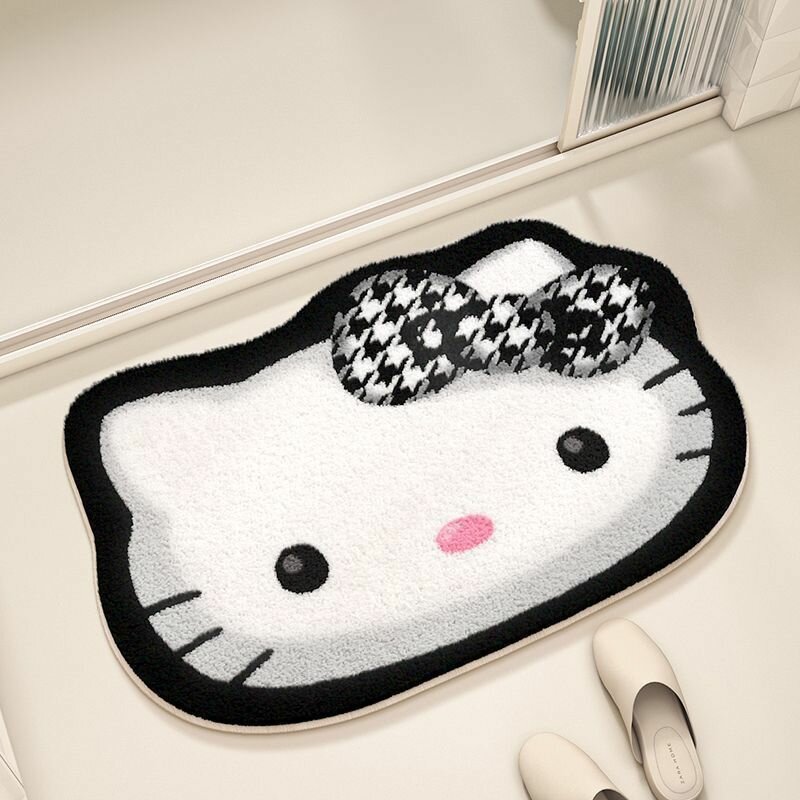 Мягкий ворсистый фигурный коврик Hello Kitty, противоскользящий коврик для ванной комнаты, прихожей, спальни 60x90cm