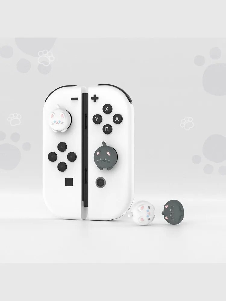 PlayVital Накладки на стики Nintendo Switch, Switch Lite, OLED Joy-Con, Cutie Kitty, защита и удобный захват