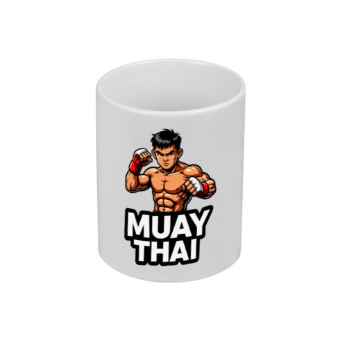 Кружка «Боец муай тай в атаке» (белый)