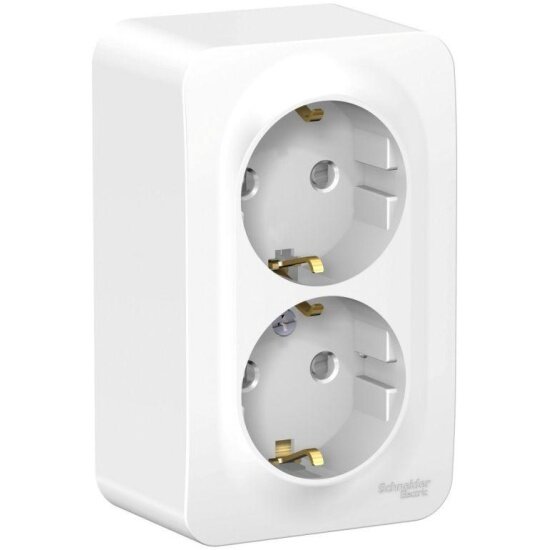 Розетка Systeme Electric (schneider Electric) SCHNEIDER ELECTRIC BLANCA двойная с заземлением, со шторками, изол. пл, 16А, 250В, Белый, BLNRA011211