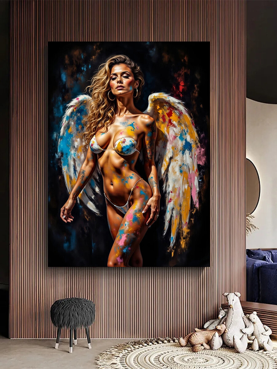 Картина на стену - "Сексуальная девушка, голая 18+, масляная живопись, эротический арт" , 60х80 см.