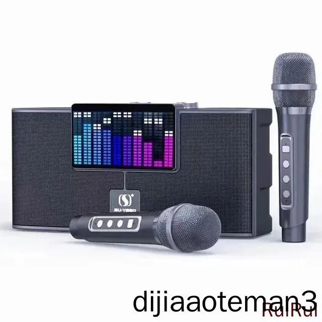 Караоке система с двумя микрофонами SU-YOSD YS-208, черный, беспроводная
