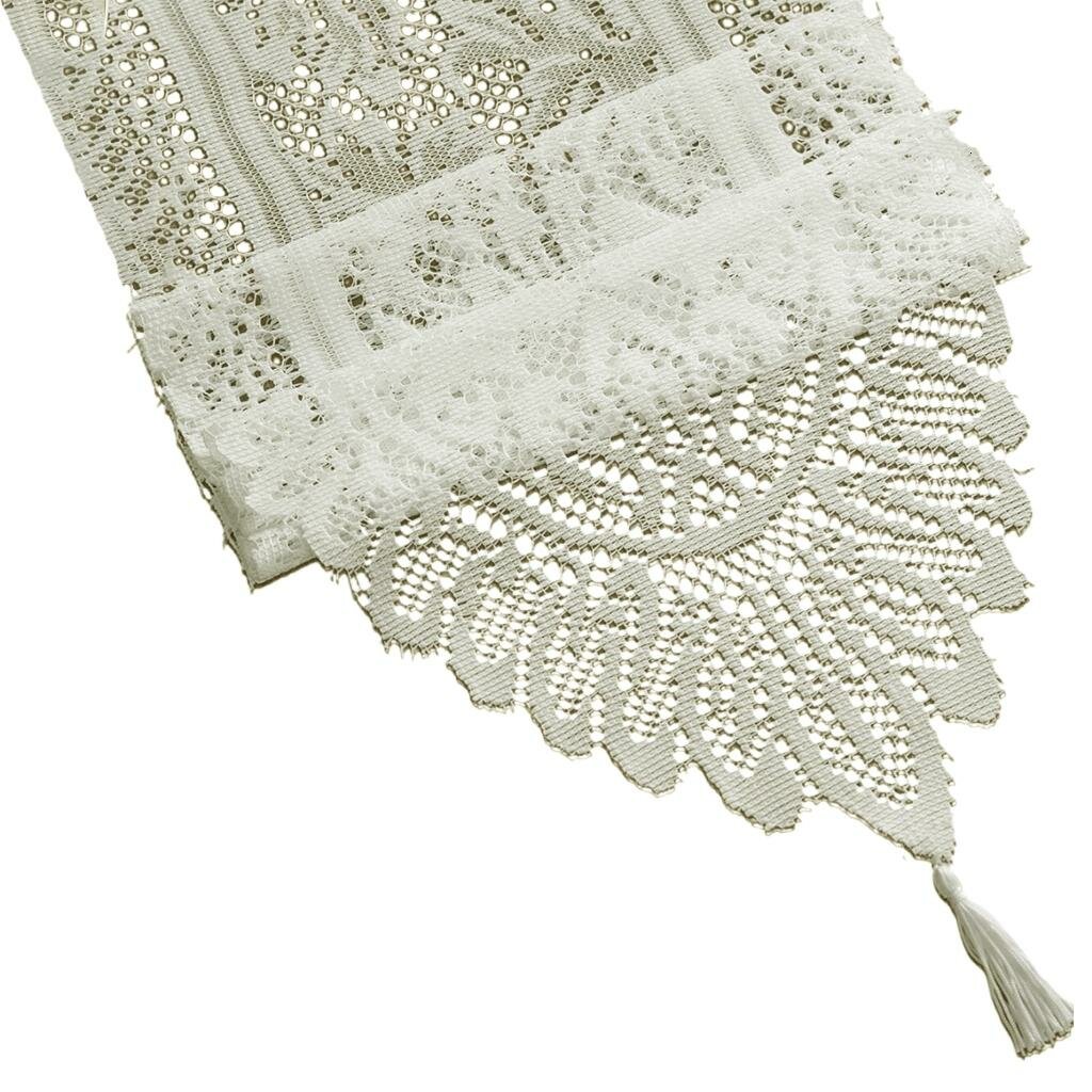 Кружевная скатерть с кисточками, Бежевый - 33x91 см
