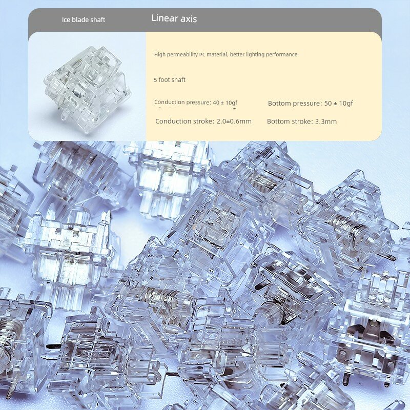 Линейные тихие переключатели Ice Blade прозрачные 5-контактные с серебряным покрытием, горячая замена, механическая