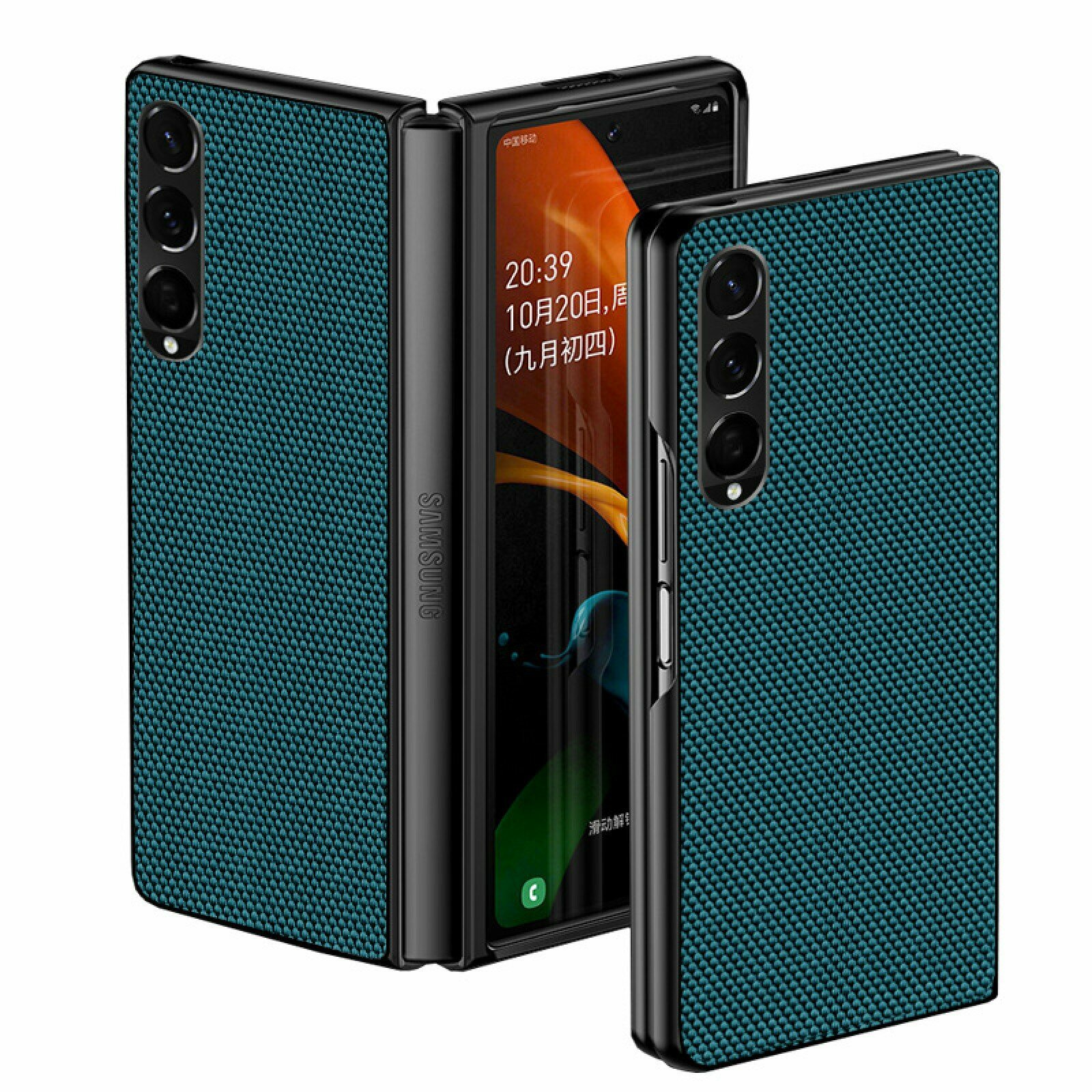 Чехол-книжка MyPads для Samsung Galaxy Z Fold 3 из качественного пластика с текстурным покрытием зеленый