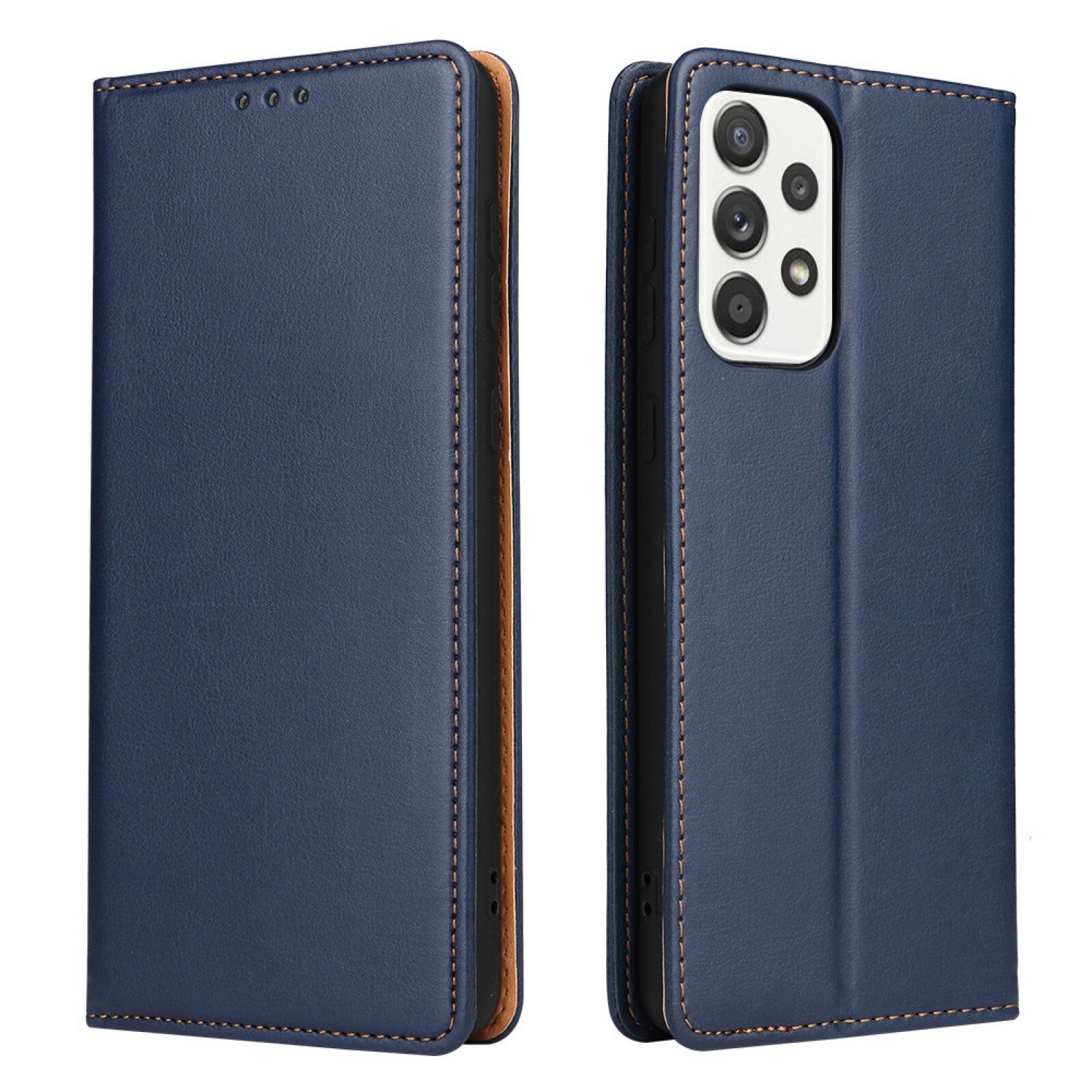 Чехол-книжка MyPads Robusto bello из импортной кожи с мульти-подставкой и визитницей для Samsung Galaxy A53 5G синий