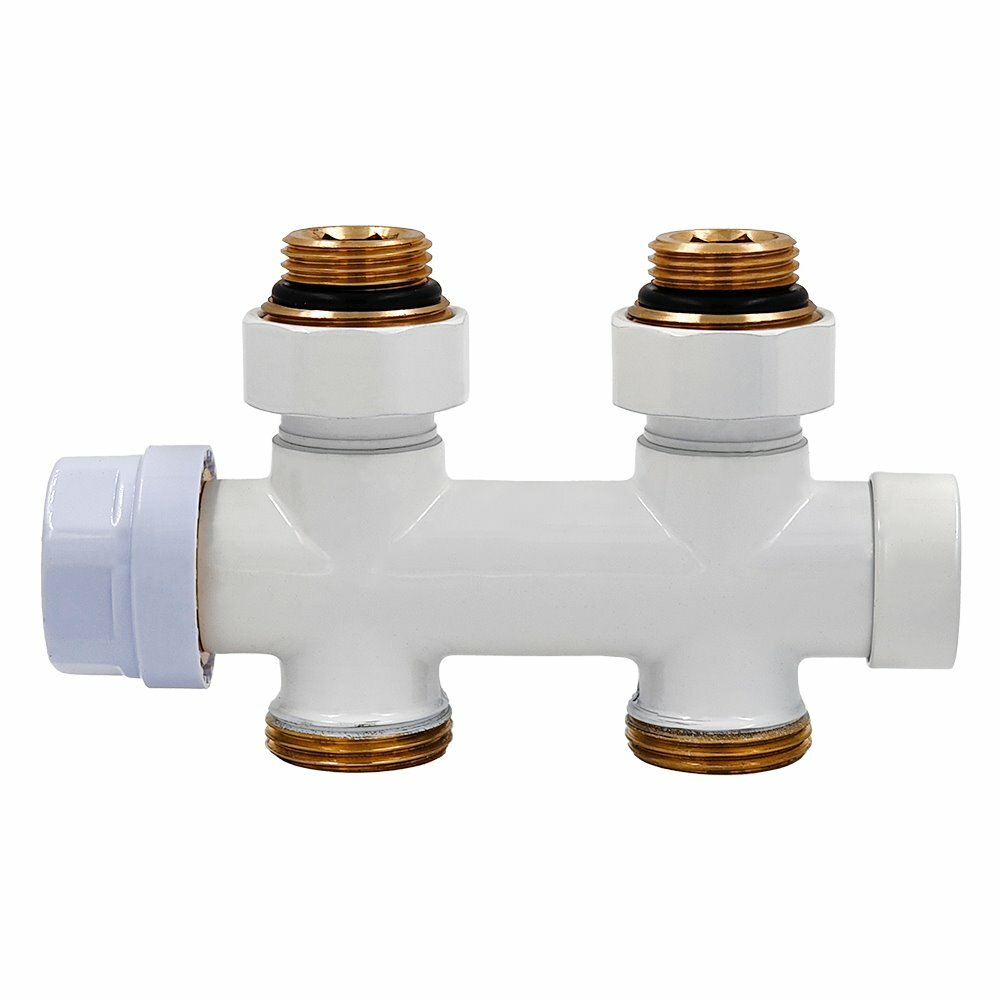 Узел нижнего подключения Primoclima Armature "Thermolink" термостатический Прямой (Straight valve) 1/2"х3/4", белый