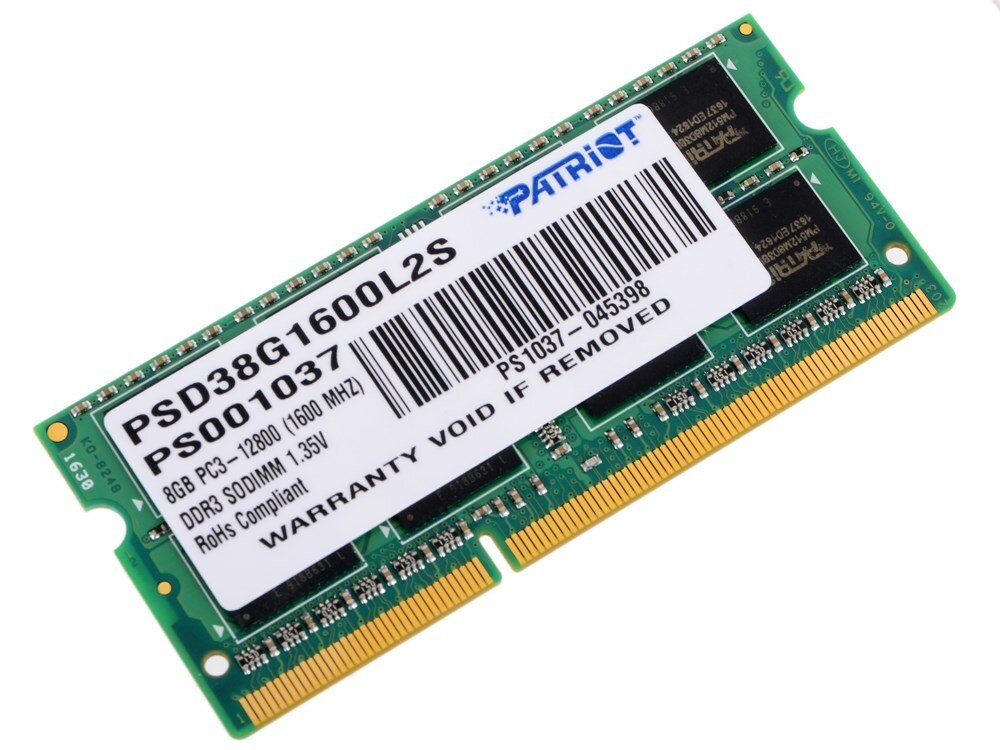 Модуль памяти Patriot SO-DIMM DDR3 8GB (PC3-12800) 1600MHz PSD38G1600L2S
