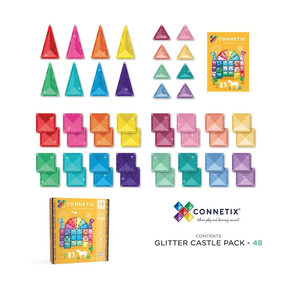 Магнитный конструктор CONNETIX Glitter Castle Pack - 48 деталей для девочек