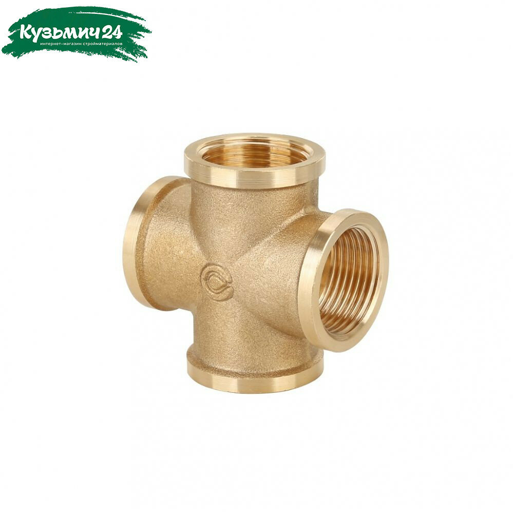 Крестовина резьбовая Gappo G1216.04, 15х15х15х15 мм, ВР-ВР-ВР-ВР, 1/2", латунь