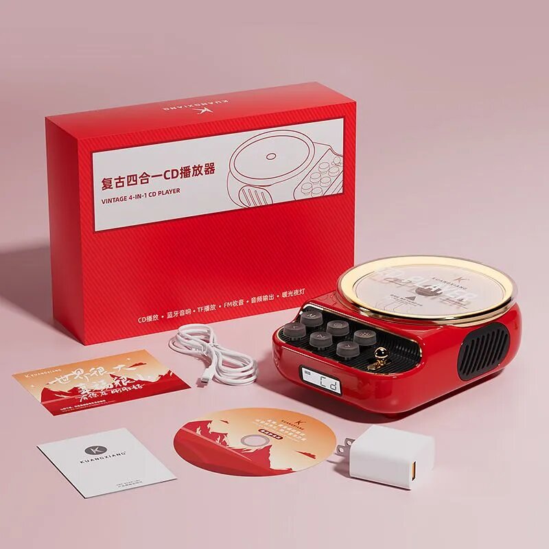 Портативный перезаряжаемый Bluetooth-динамик, CD-плеер, музыкальный плеер