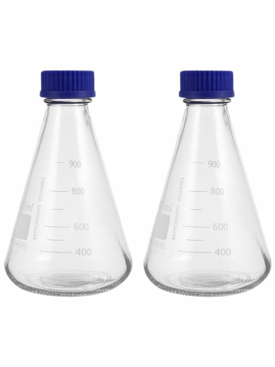 Прозрачный лабораторный конический флакон из стекла с мерной шкалой для экспериментов, 2 шт