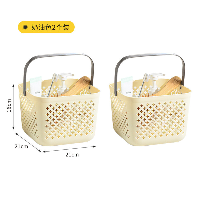 Портативная корзина для хранения закусок, красная утолщенная бытовая пластиковая двухслойная корзина для покупок с крышкой.