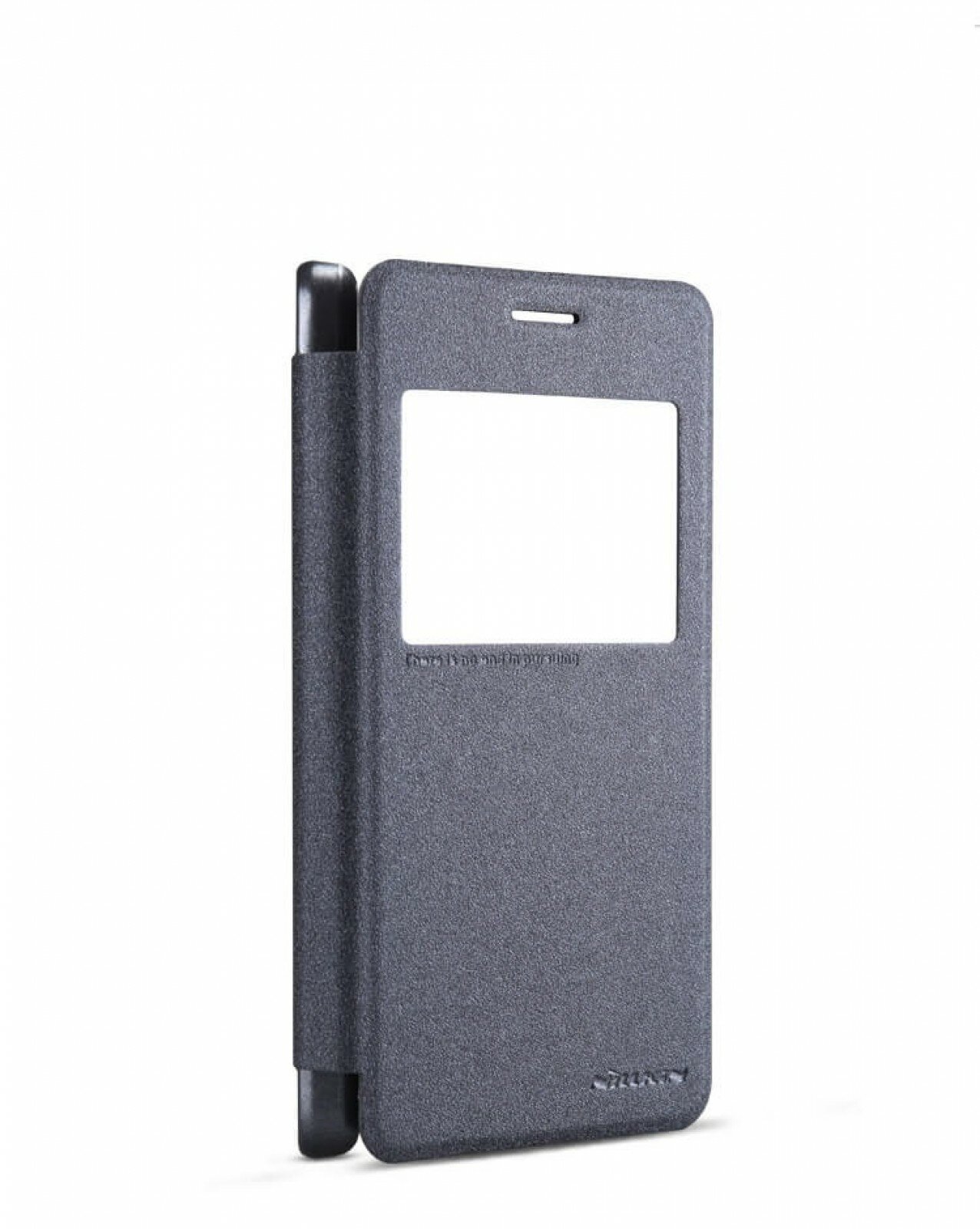 Защитный чехол-книжка Чехол. ру для Huawei Ascend GX1 черный кожаный с окном для вызовов