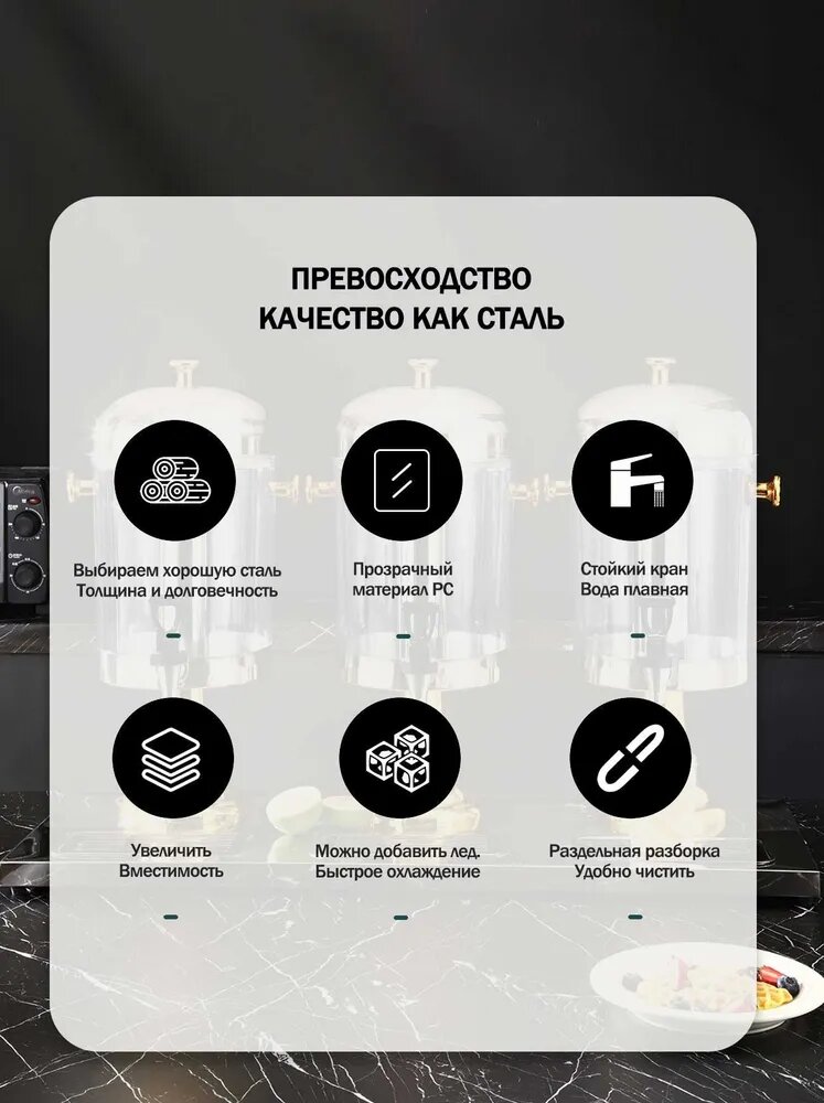 Диспенсер для напитков с двумя емкостями по 16 л из нержавеющей стали для дома и бара — фото 1