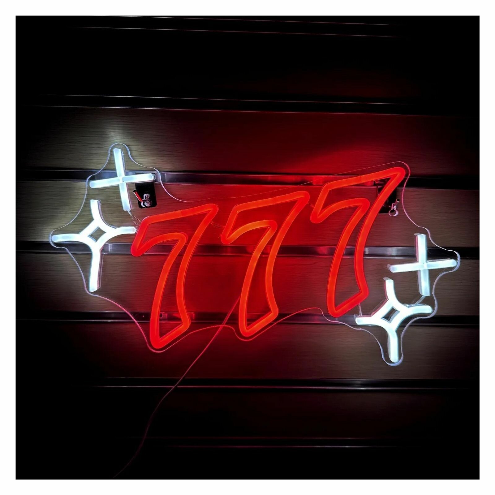 Неоновая Вывеска Lucky 777 С Цифрой Семь, Светодиодная Лампа 42 См X 28 См