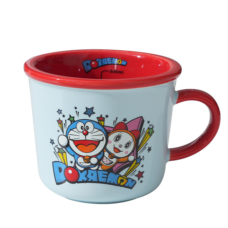 Керамическая кружка Doraemon со шкалой и ручкой, 380 мл, 4 цвета, в подарок. Мояэкономка