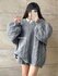Свитер женский серый oversize вязаный свободный однотонный зимний теплый повседн...
