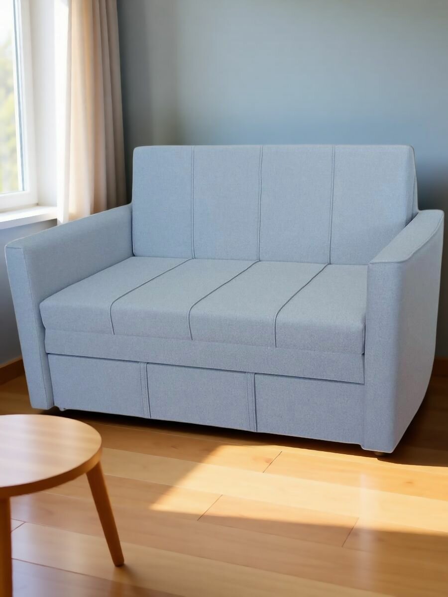 Диван раскладной Престиж 164, с ящиком для белья, светло-серый